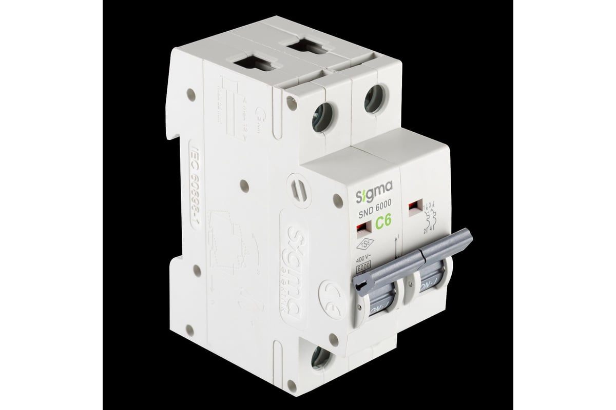 Автоматический выключатель Sigma Elektrik 2P C 6A 6kA, 1 шт 6SM206C ...