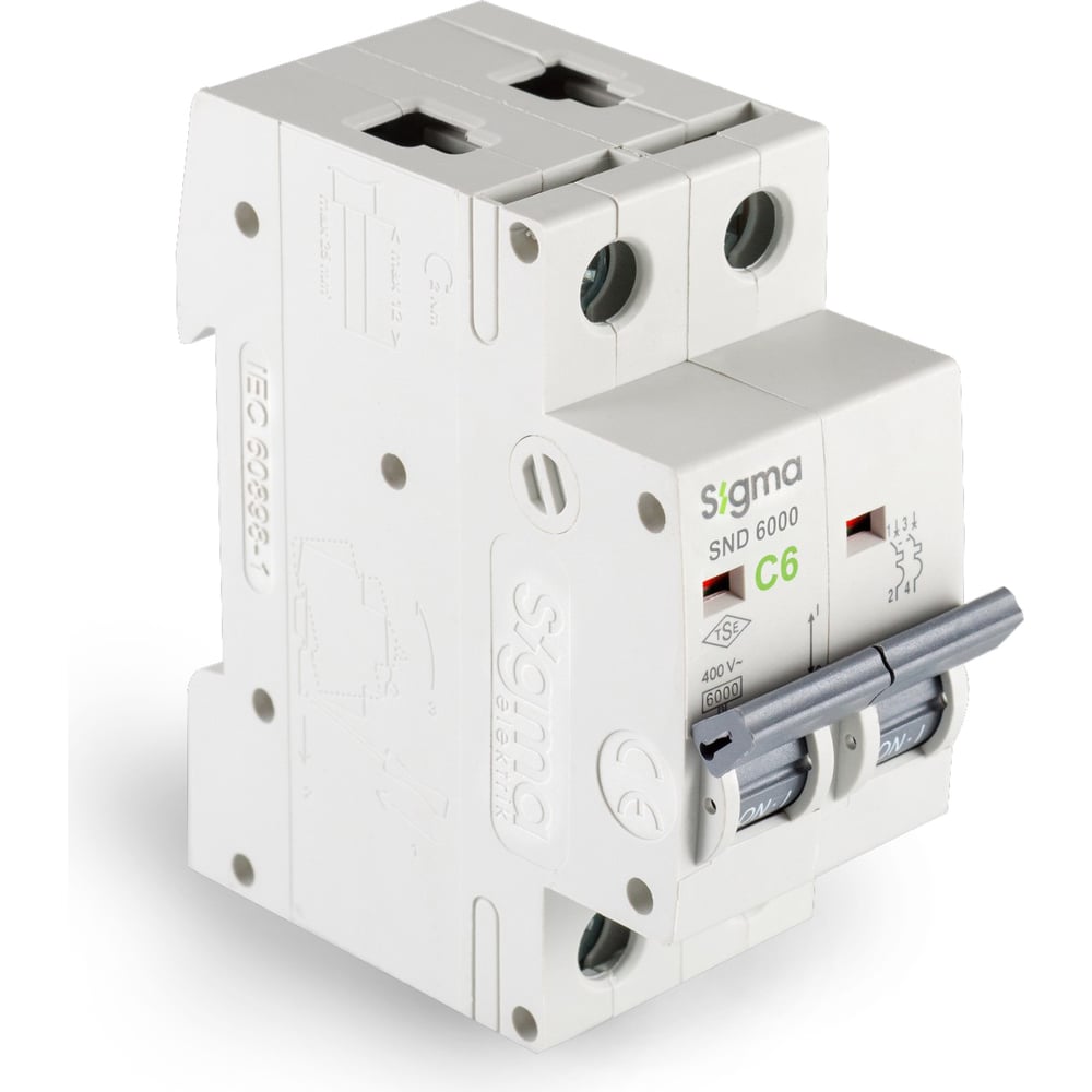 Автоматический выключатель Sigma Elektrik 2P C 6A 6kA 6SM206C ...