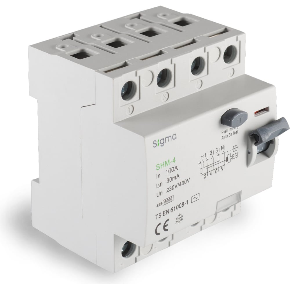 Устройство защитного отключения SIGMA ELEKTRIK 100A 4P 30mA 6kA тип AC ...