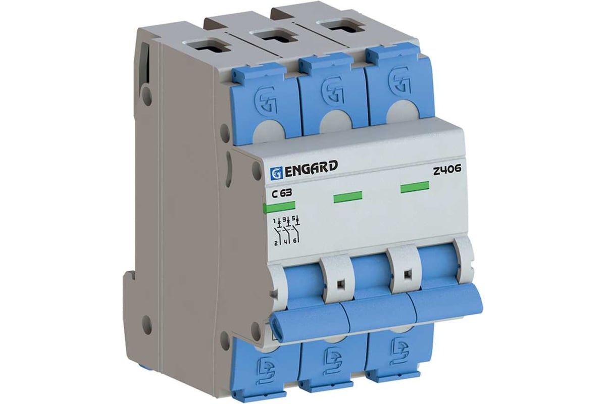 Автоматический выключатель Engard z406 3р c63 4,5ка Z406-3C-63 ...