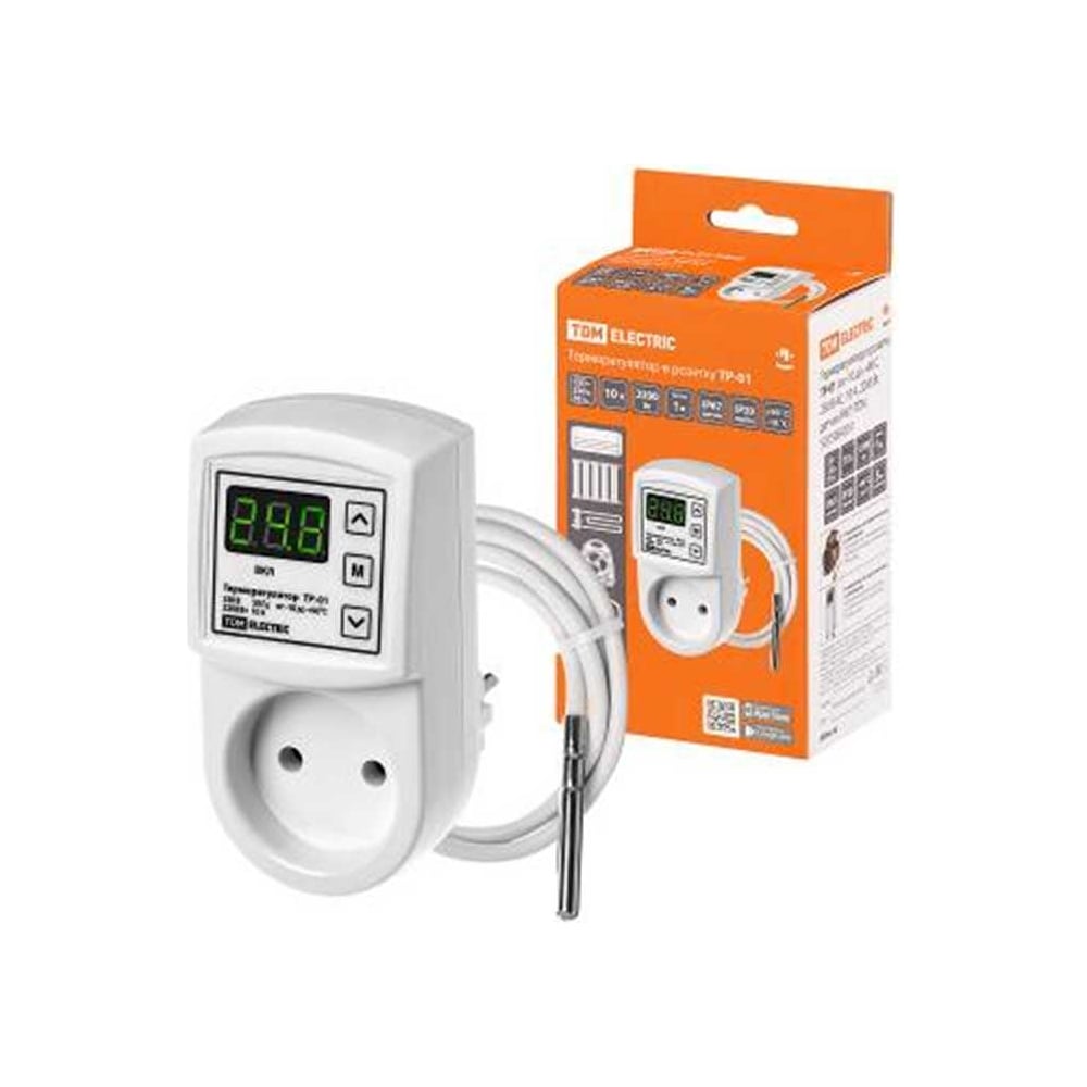 Терморегулятор в розетку тр-01 (от -10 до +90 с, 230 в ас, 10 а, 2200 ...