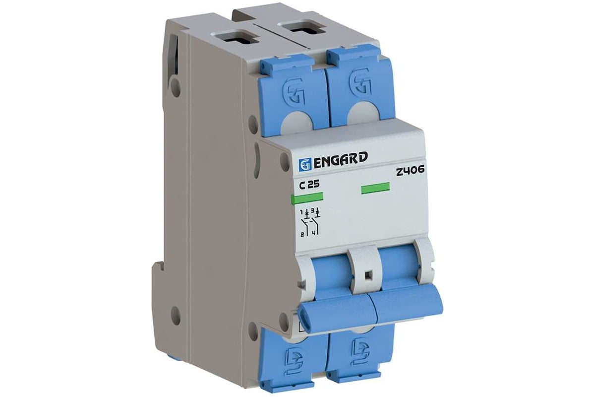 Автоматический выключатель Engard z406 2р c25 4,5ка Z406-2C-25 ...