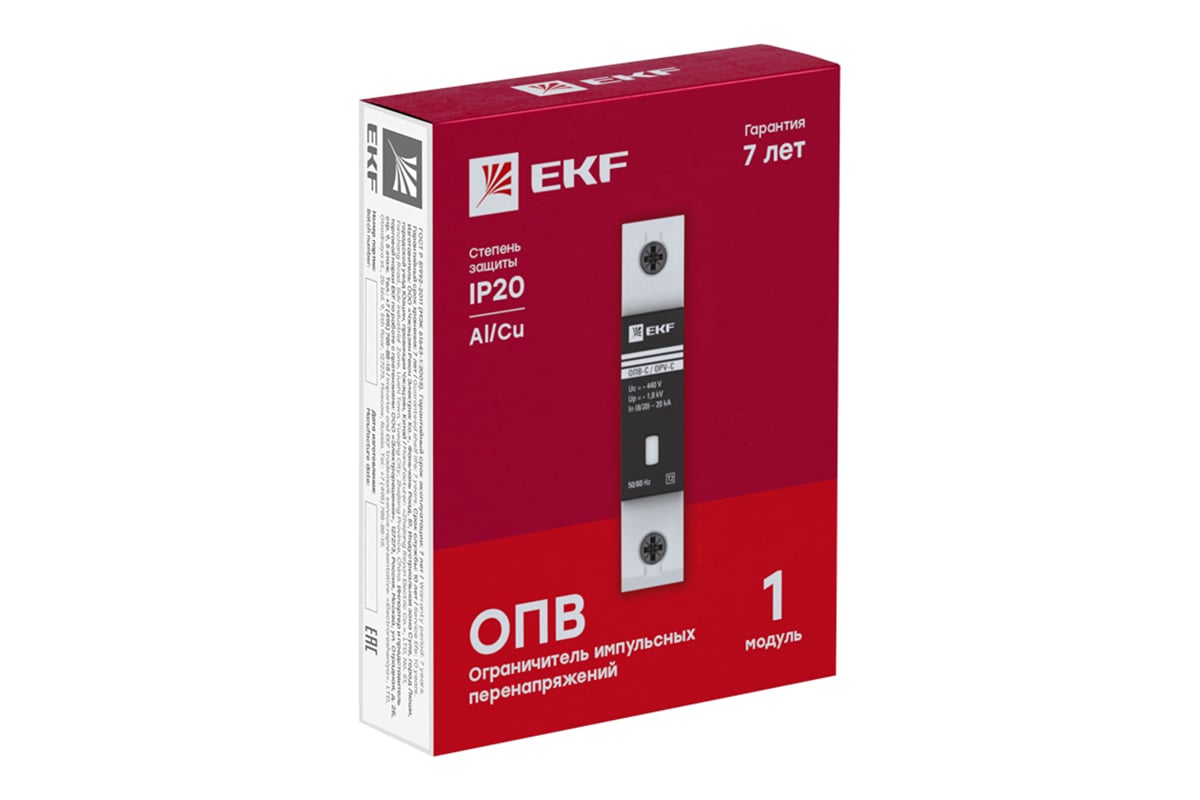 Импульсный ограничитель напряжения EKF ОПВ-D/1P 5кА 275В с сигн ...