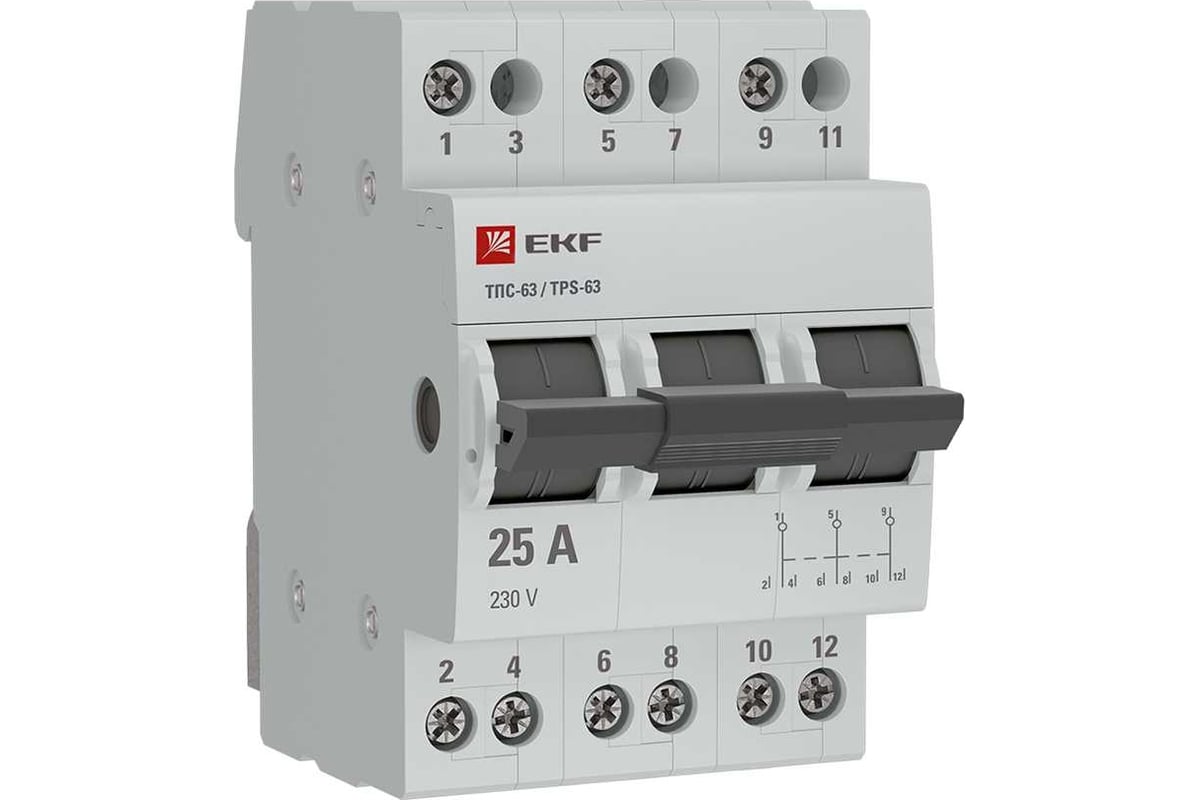 Трехпозиционный переключатель EKF ТПС-63 3P 25А PROxima TPS325 - выгодная цена, отзывы ...