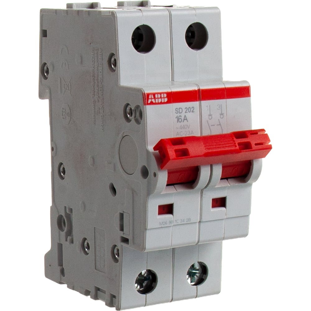 Рубильник ABB 2 полюса SD202/16 рычаг красный 2CDD282101R0016 - выгодная цена, отзывы ...