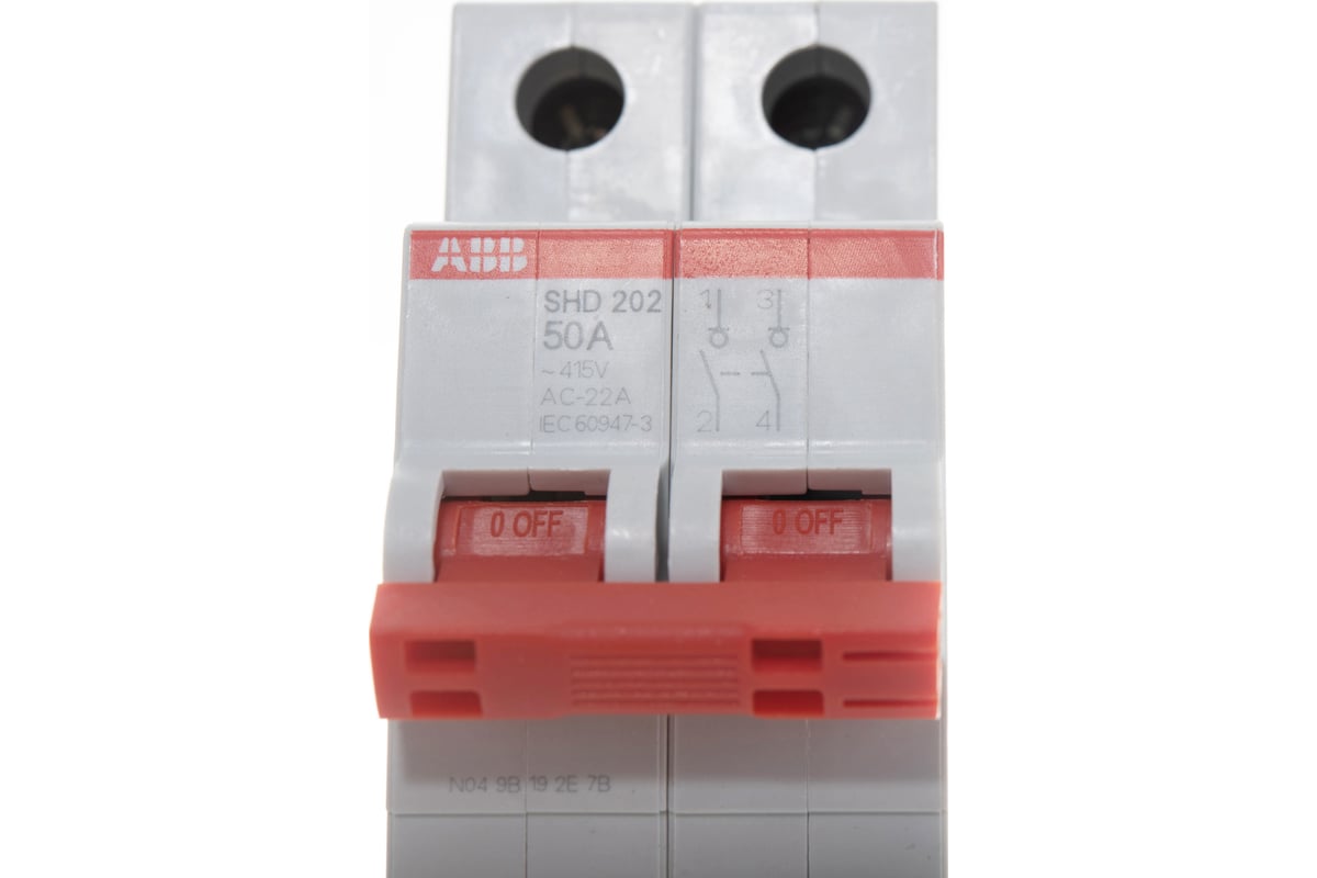 Рубильник ABB 2 полюса SHD202/50 рычаг красный 2CDD272111R0050 - выгодная цена, отзывы ...