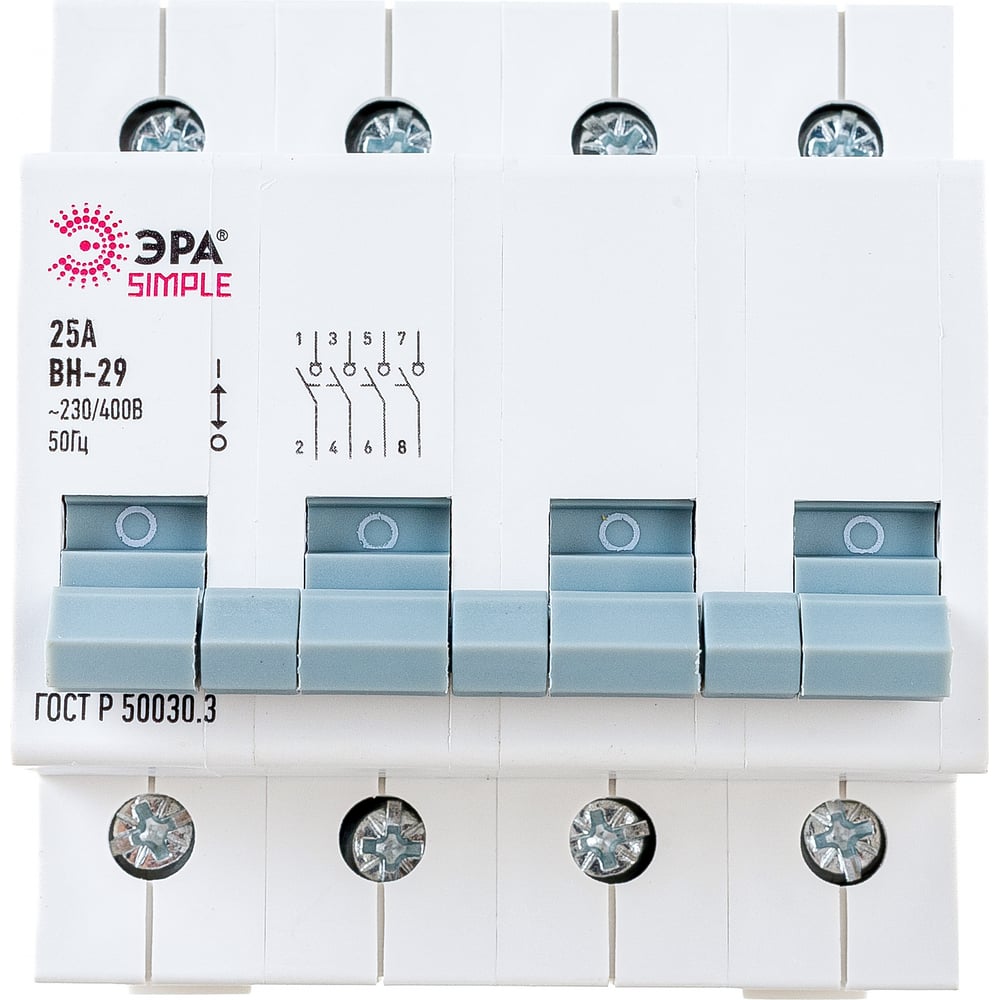 Выключатель нагрузки ЭРА SIMPLE ВН-29 4P 25А Б0039258 - выгодная цена ...