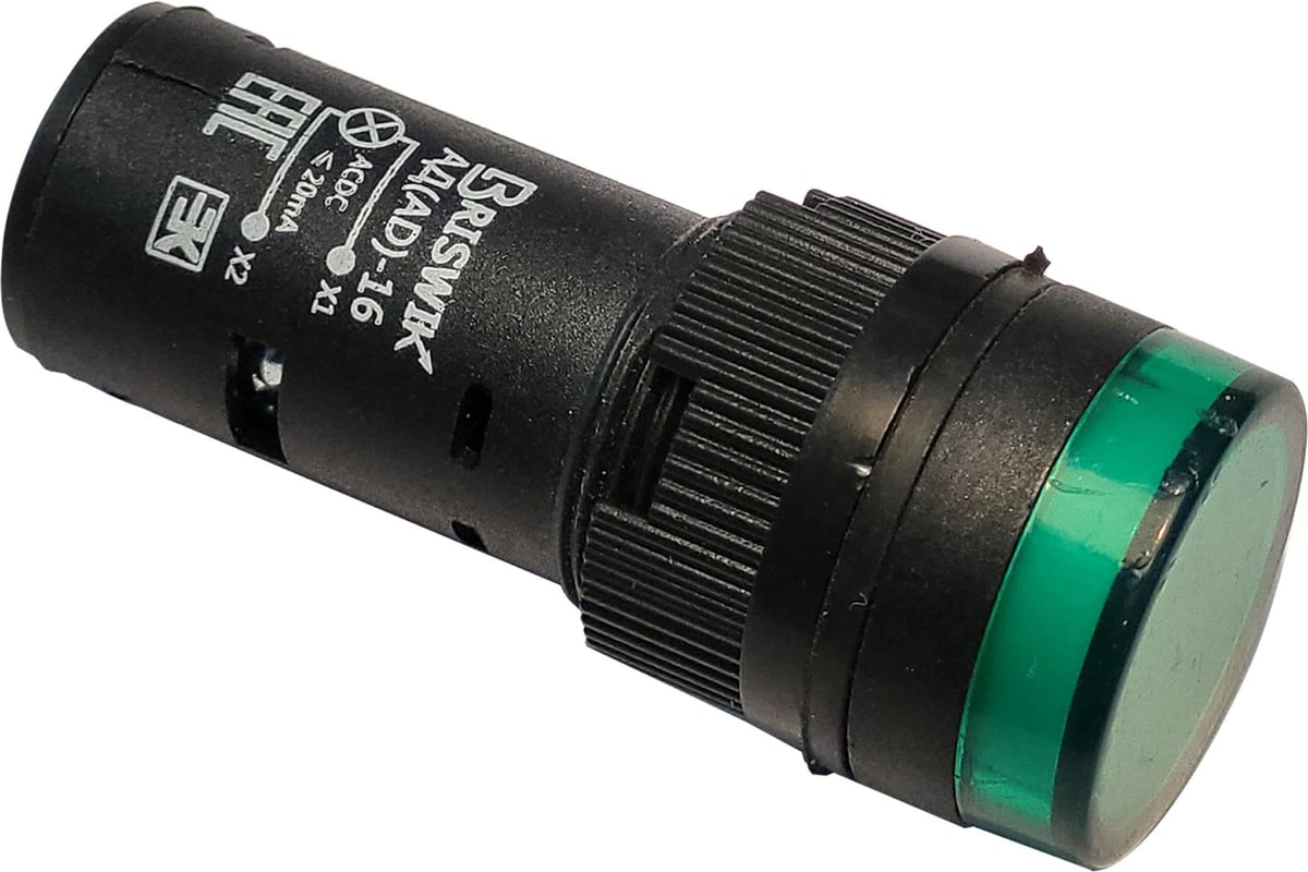Индикатор светодиодный Briswik АД(AD)-16 зеленый 220В AC/DC IP65 16AC ...