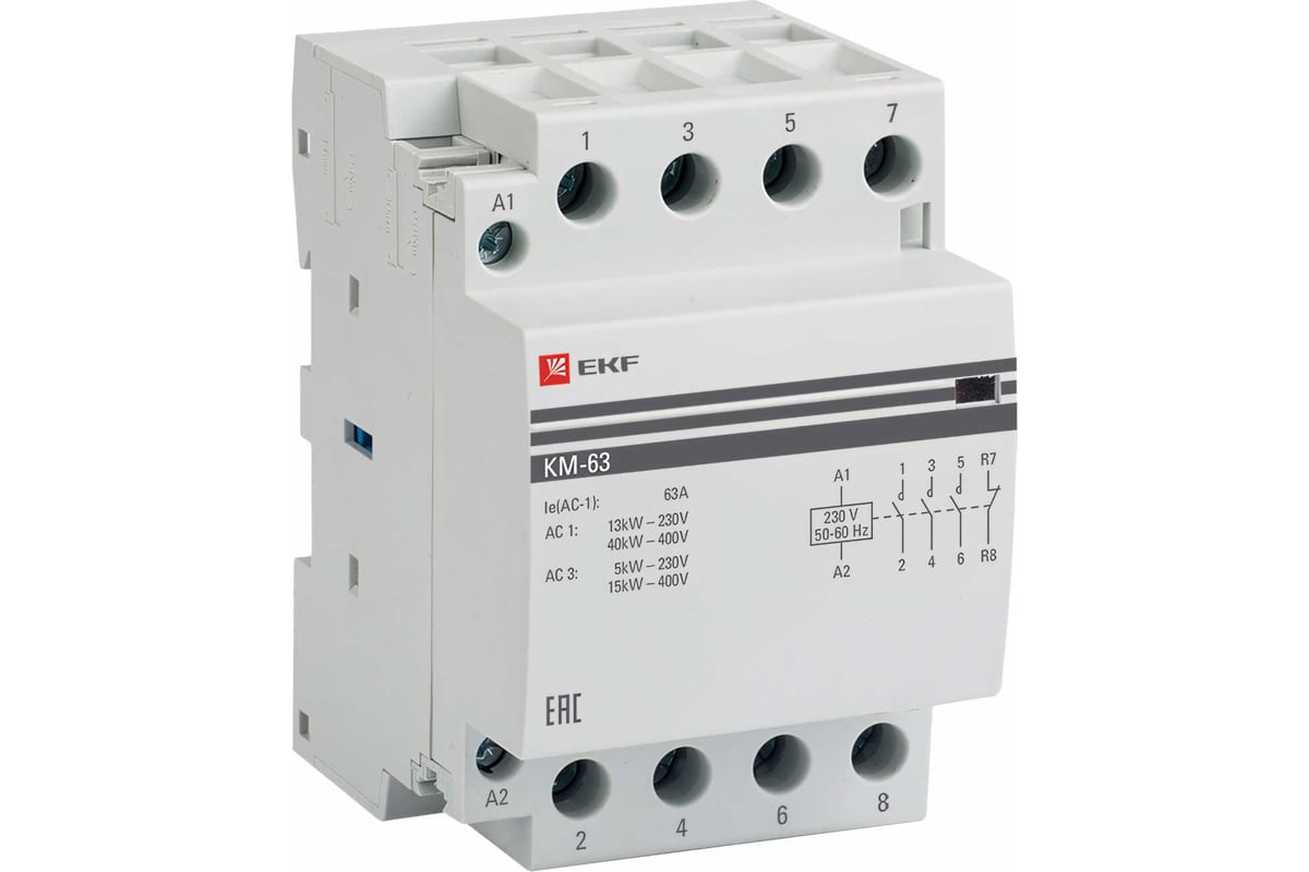 Модульный контактор EKF КМ 63А, 3NО+NC, 3 модуля km-3-63-31 - выгодная цена, отзывы ...