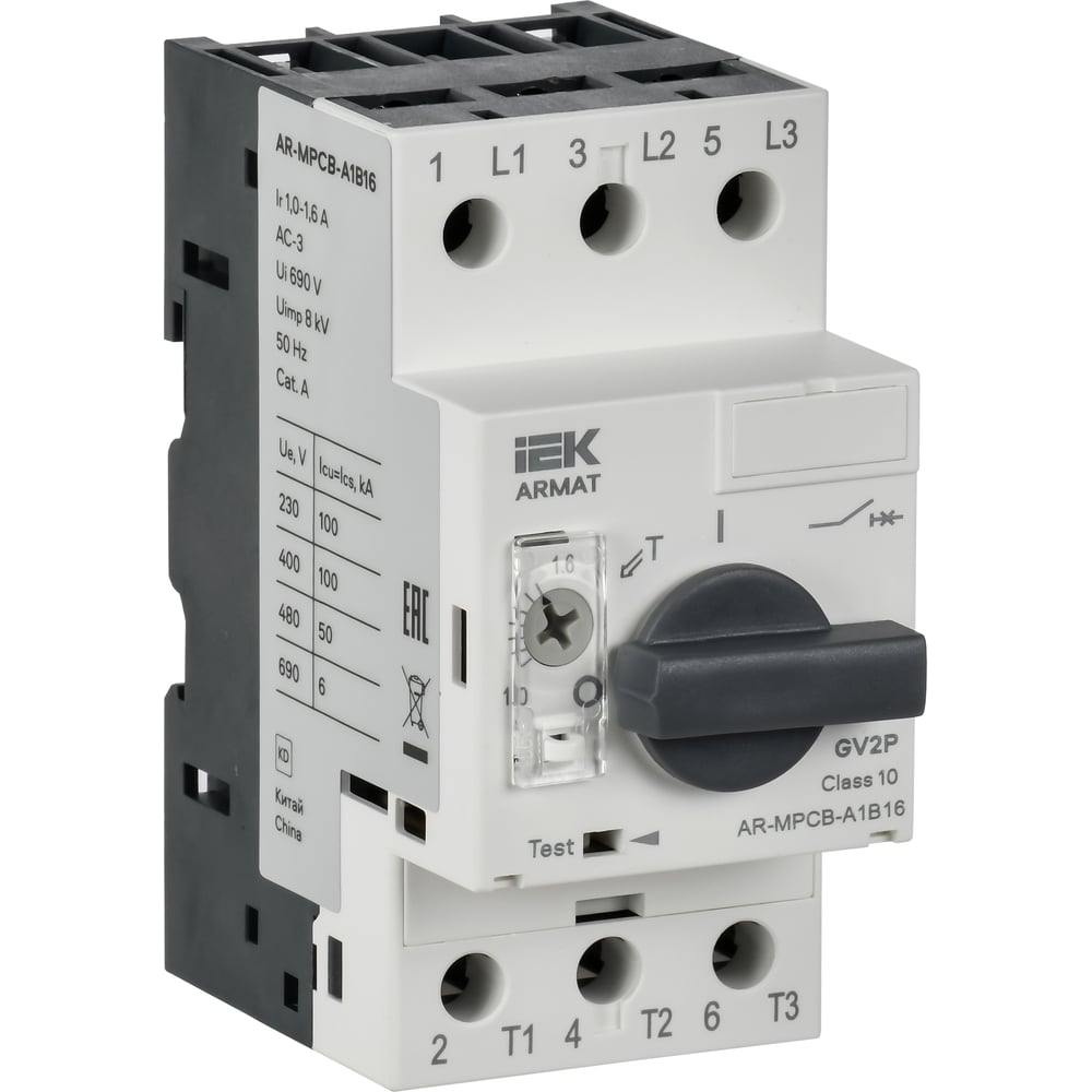 Автоматический выключатель защиты двигателя IEK ARMAT A1 GV2P 1-1,6А AR-MPCB-A1B16 - выгодная ...