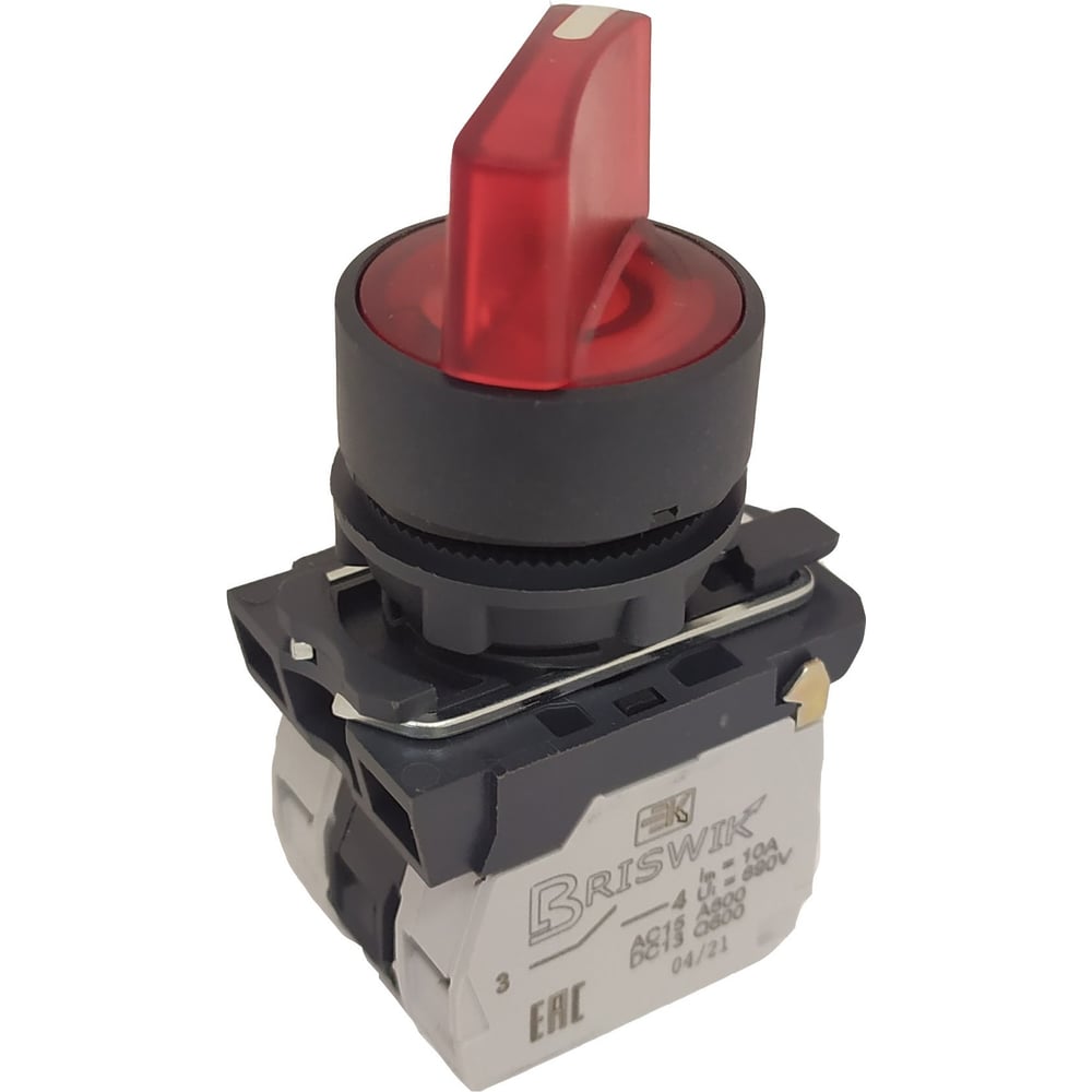 Переключатель Briswik КПЕ 1611 -РЛ 220В красный IP65 УХЛ2 10А 1но+1нз ...