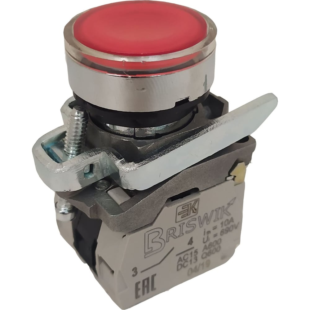 Выключатель Briswik КМЕ 4611м -ЛС 220В красный 1но+1нз Цилиндр IP65 с ...
