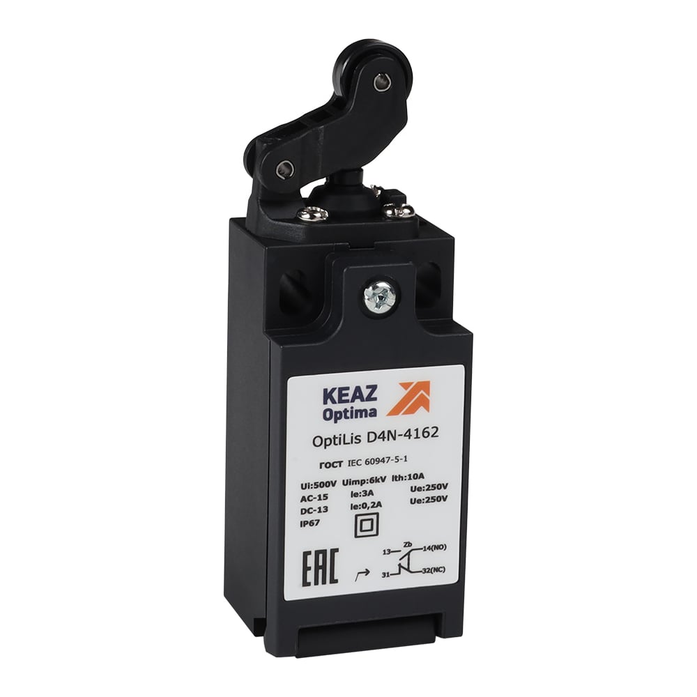 Выключатель концевой КЭАЗ OptiLiS D4N-4162 рычаг роликовый горизонтальное перемещение EN 50047 ...