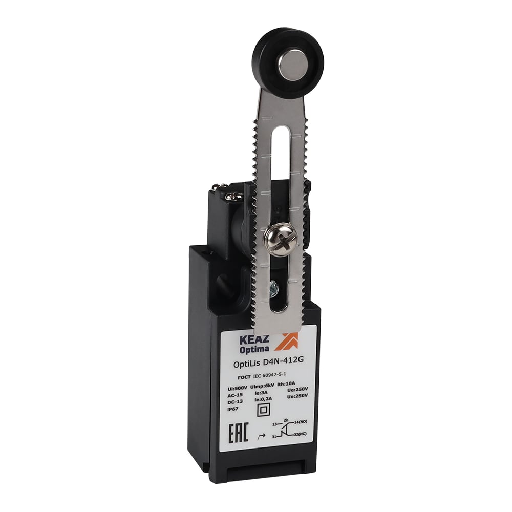 Выключатель концевой КЭАЗ OptiLiS D4N-412G рычаг регулируемый с роликом ...