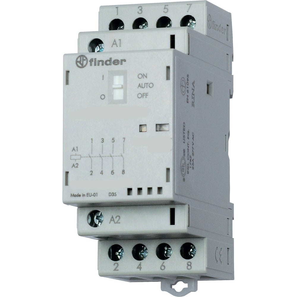 Модульный контактор Finder 2НО+2НЗ, контакта 25А, = 24В AC/DC, - AgSnO2 ...