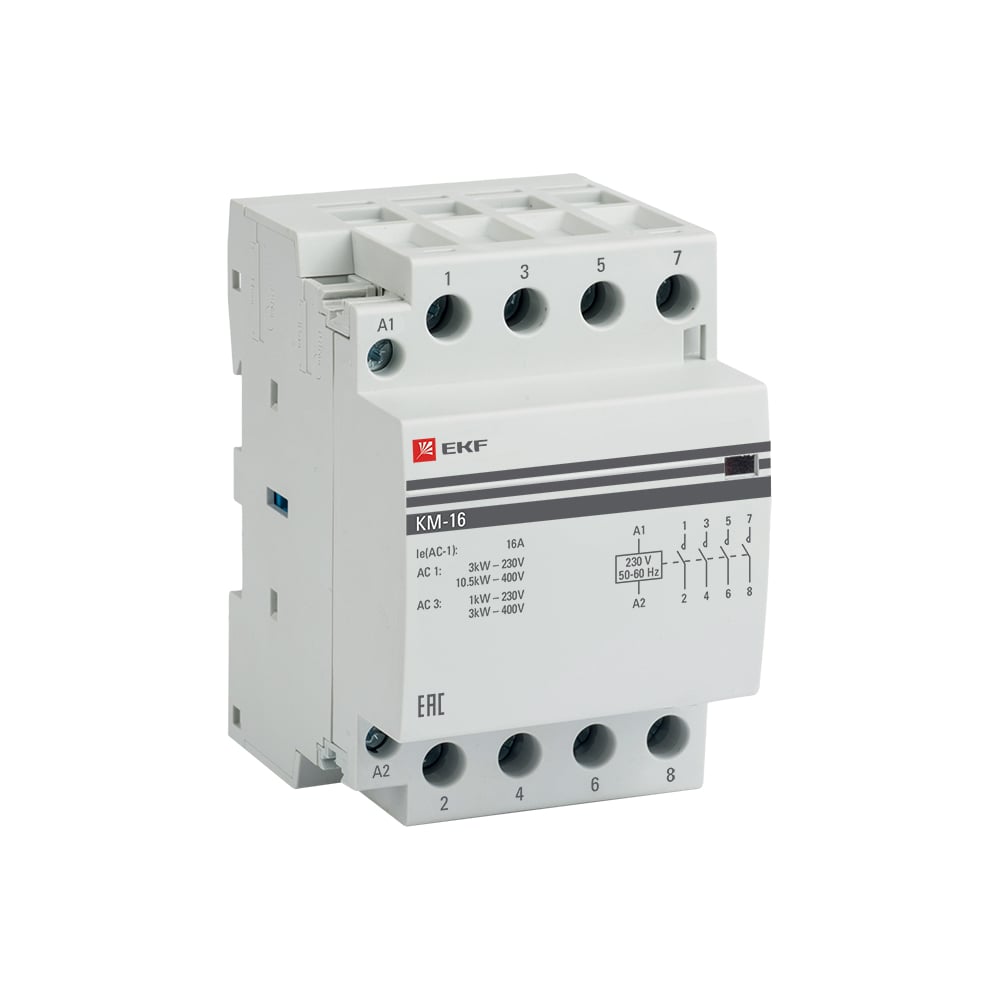Модульный контактор EKF 16А 3п 220В (4но) КМ km-3-16-40 - выгодная цена, отзывы, характеристики ...