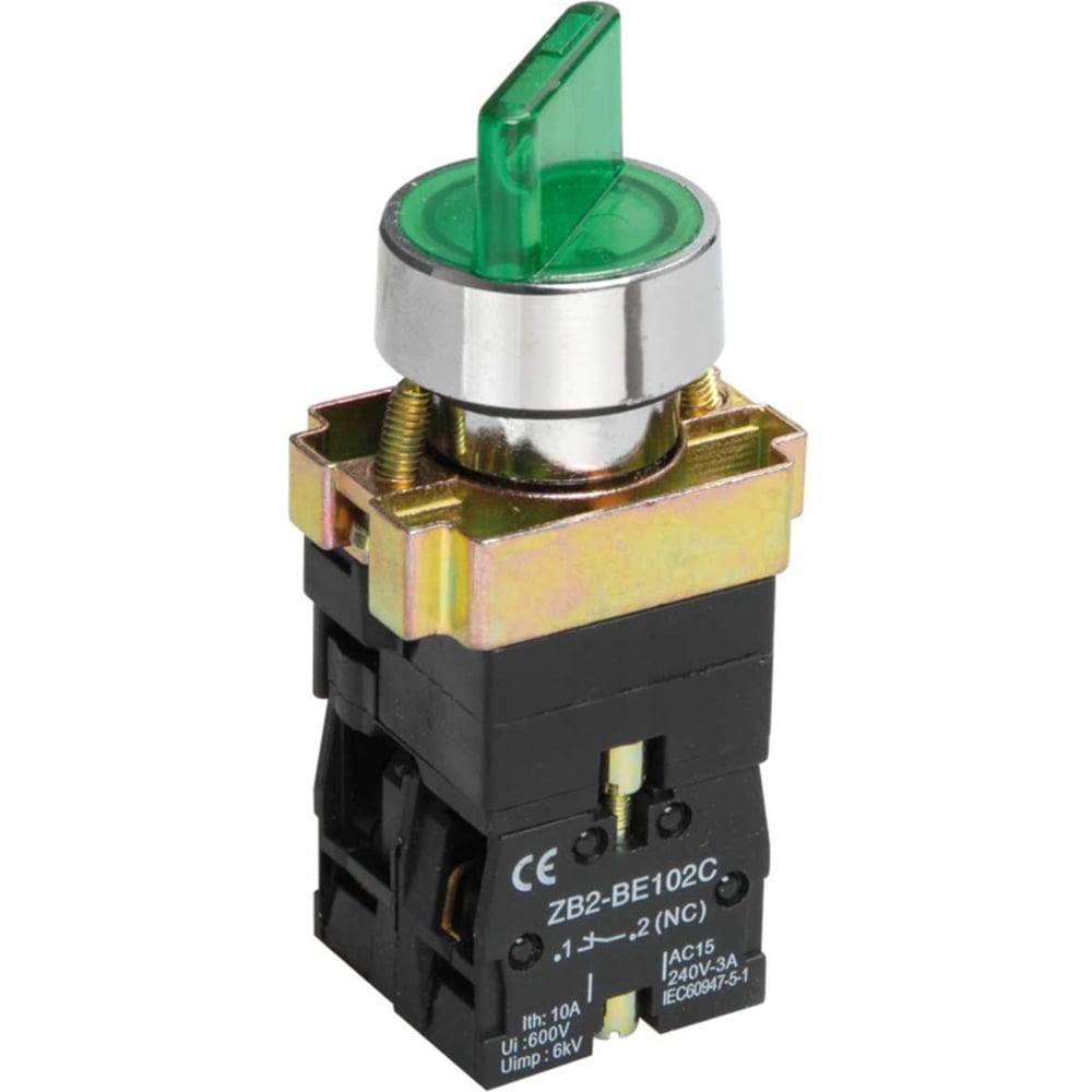 Переключатель IEK LAY5-BK2365 2 положения зелёный NO+NC BSW90-BK-2-K06 ...