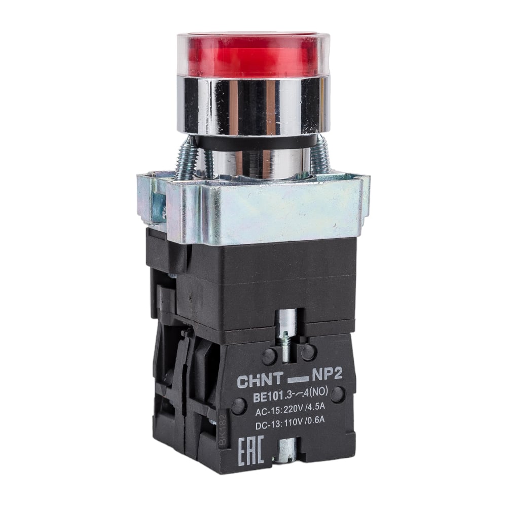 Кнопка управления Chint Np2 Bw3465 1НО 1НЗ красн Ac Dc 230В Led Ip40