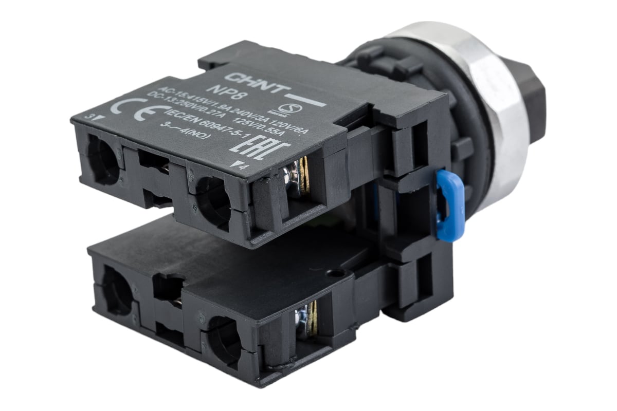 Переключатель CHINT с фиксацией NP8-20X/312 без подсветки 2НО черн. IP65 (R) 578131 - выгодная ...