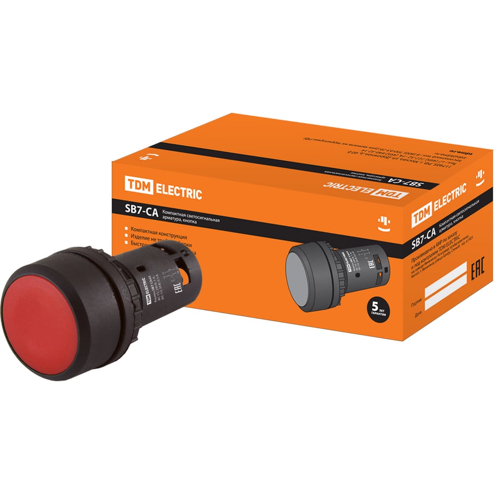 Кнопка TDM sb7-ca45 d22мм 1з+1р красная SQ0746-0012 - выгодная цена ...