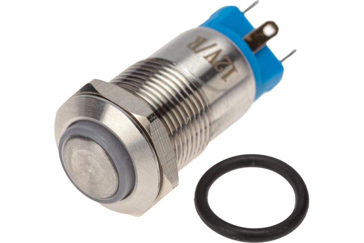 Антивандальная кнопка REXANT d12, 12В(LED), без фиксации (4с), OFF-(ON ...