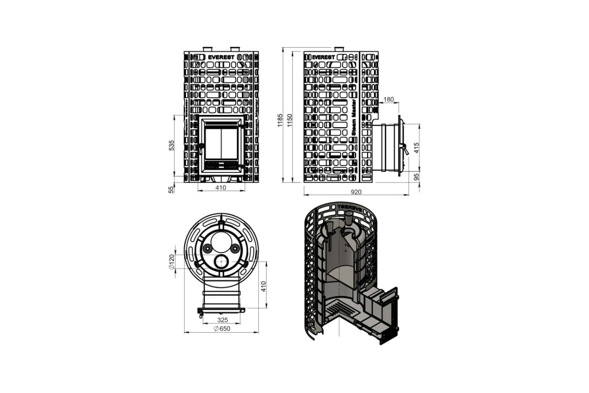 Печь для бани Везувий эверест "steam master" 38 (320) чугун О-1200234 ...