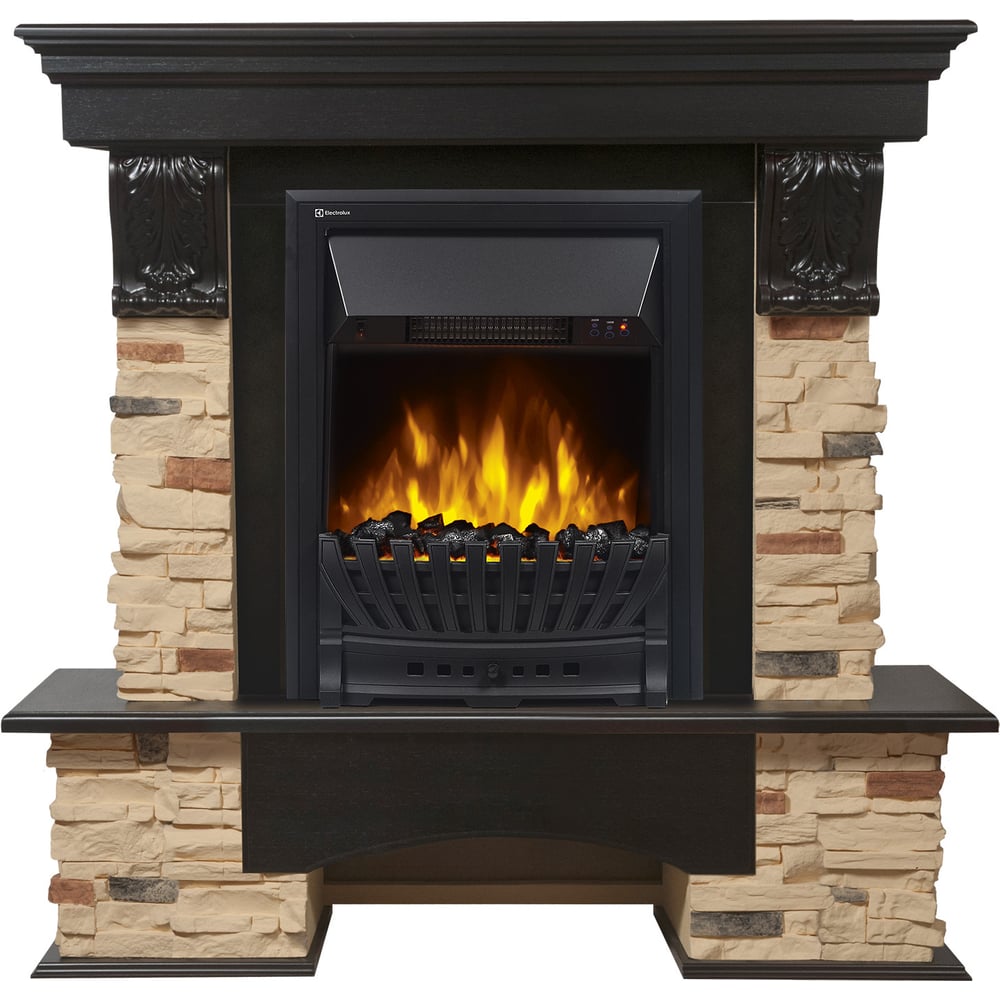 Портал Firelight Pietra Classic камень сланец натуральный, шпон темный ...