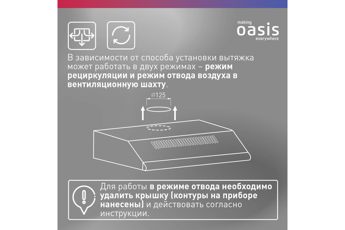 Подвесная кухонная вытяжка OASIS PО - 50W - выгодная цена, отзывы, характеристики, фото - купить ...