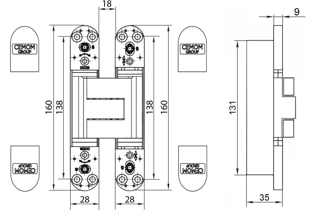 Скрытая петля Cemom Moatti cemom estetic 100/a 3d 9005 черная ...