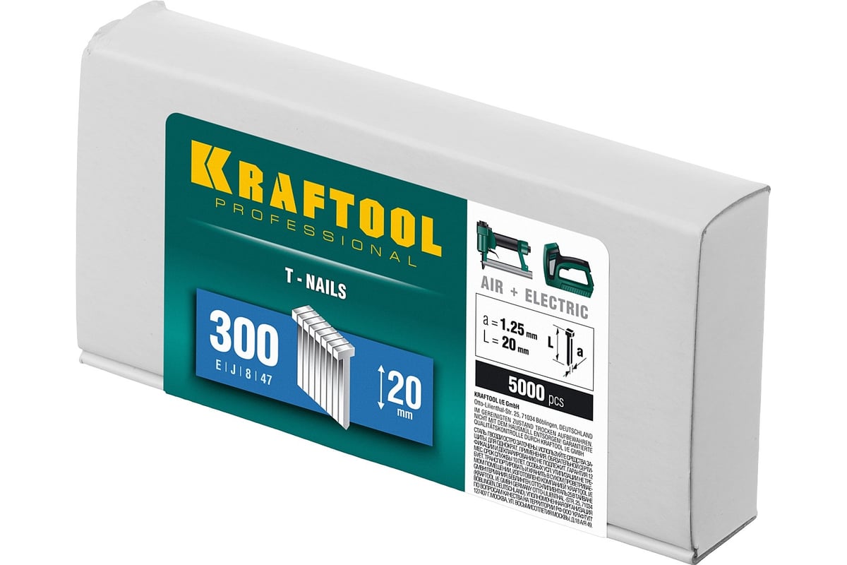 Гвозди для нейлера KRAFTOOL тип 18GA (47/300/F) 20 мм, 5000 шт, 31785 ...