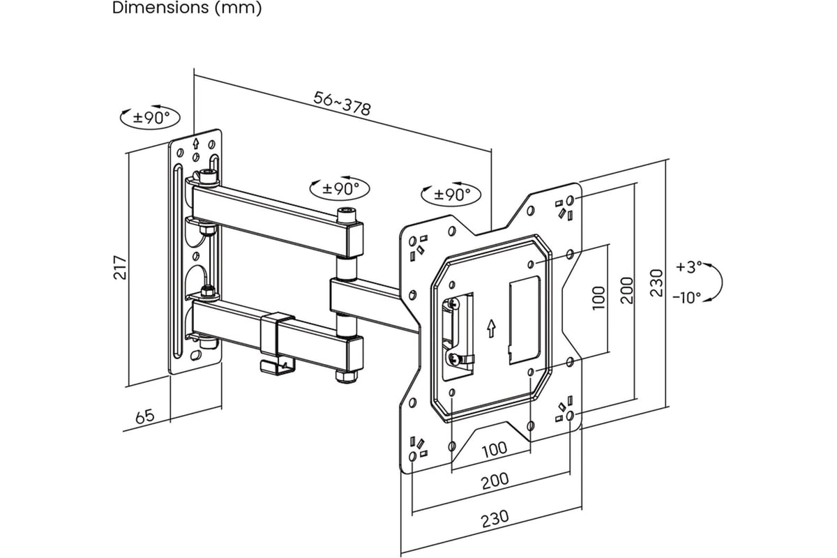 Кронштейн-крепление для Тв SONNEN настенный, до 30 кг, Vesa 100x100 ...