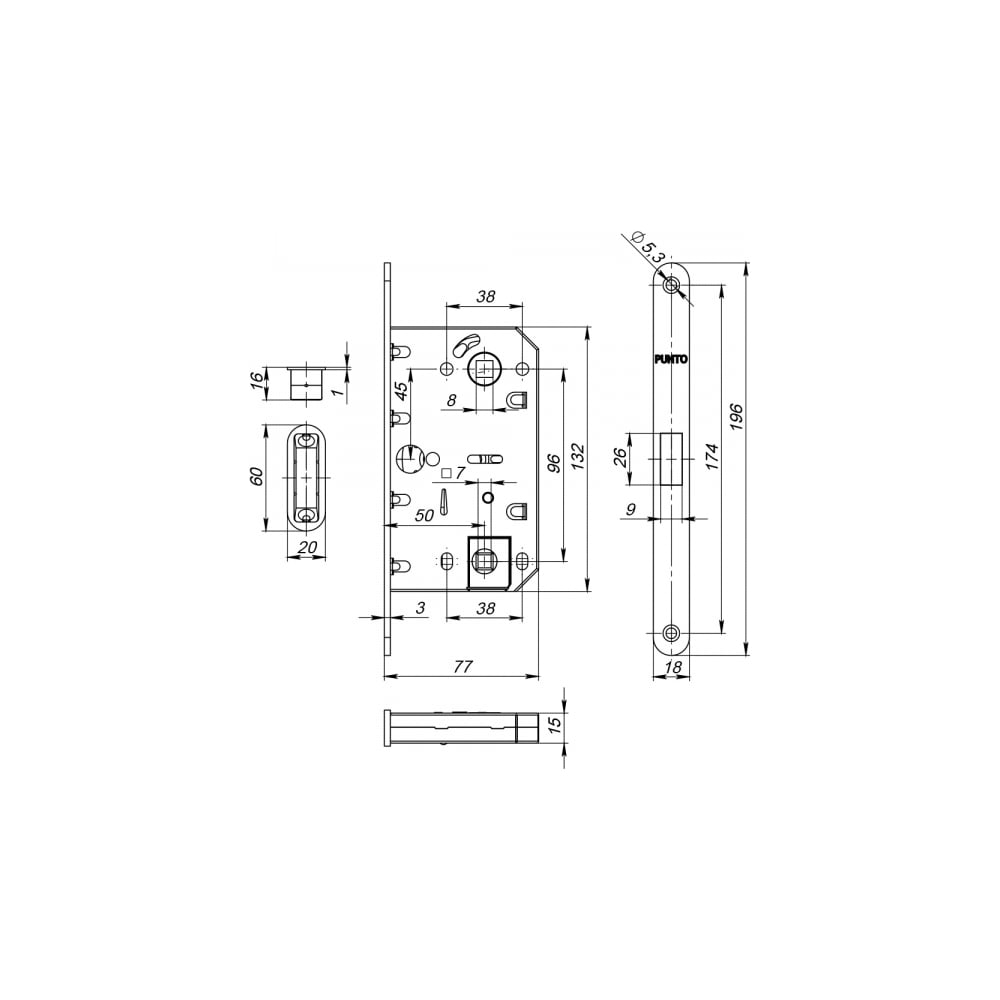 Защелка врезная магнитная PUNTO ML96WC-50/BL SSG (сатин. золото ...