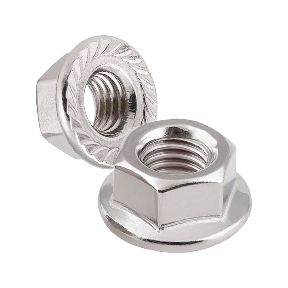 Гайка нержавеющая с фланцем METIZ-A2, М5, DIN 6923, А2, с зазубринами ...