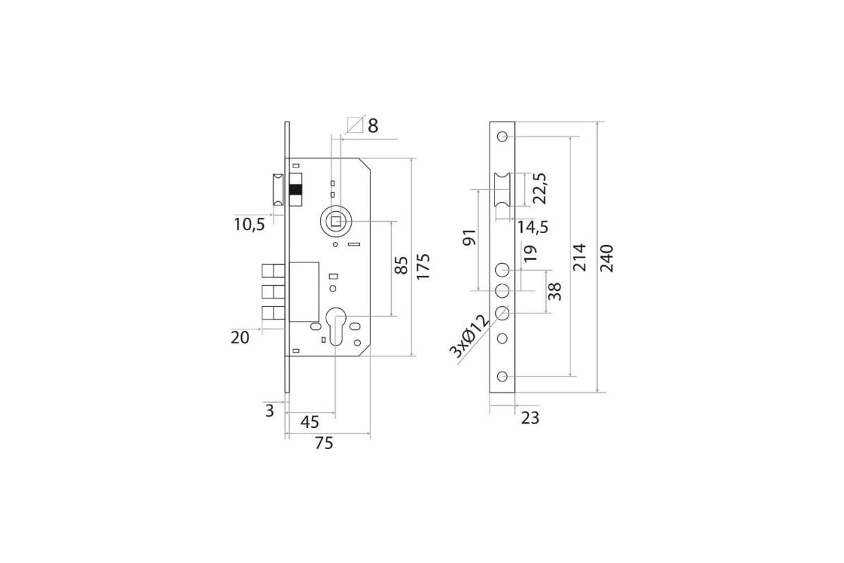Корпус врезного замка Marlok 9045-3RB AB бронза 007901 - выгодная цена ...