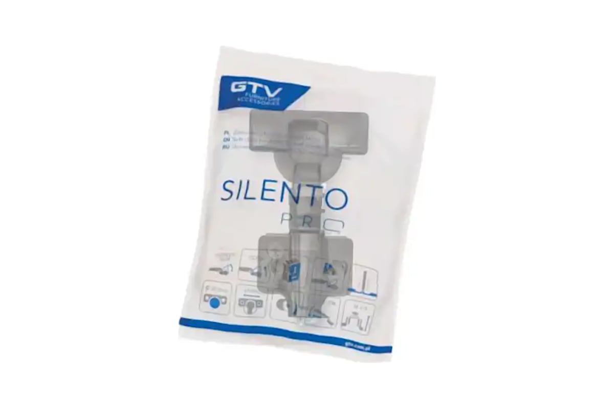 Петля GTV SILENTO PRO накладная самозакрывающаяся без еврошурупа, с 3D регулировкой, H-0, CLIPON ...