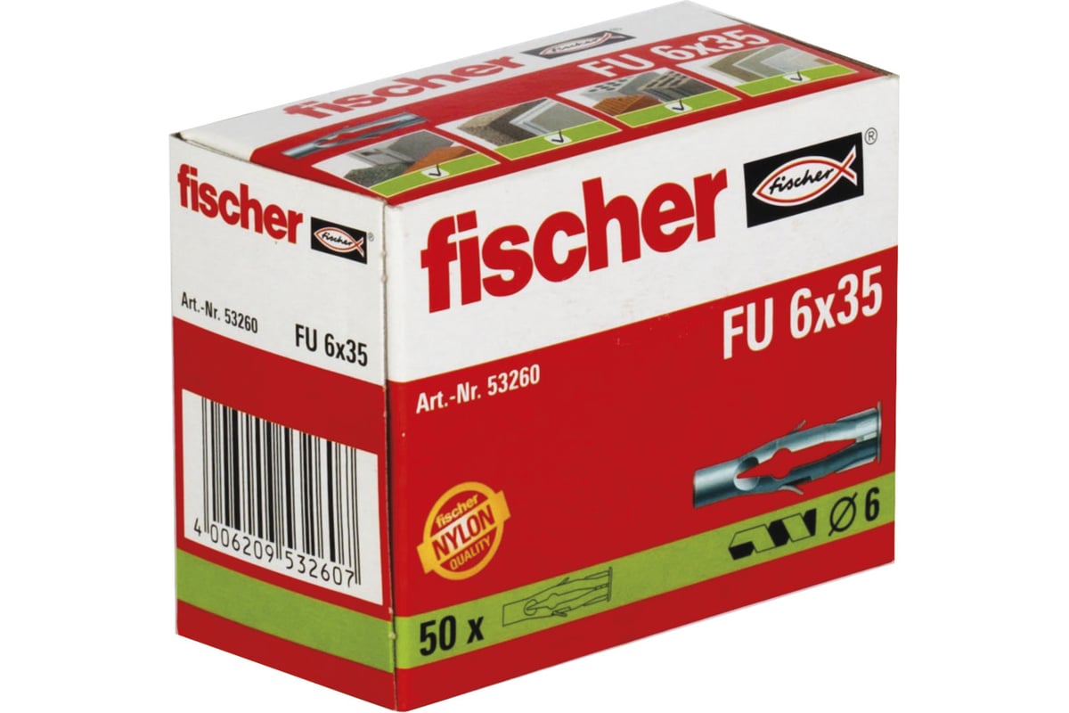 Универсальный дюбель Fischer FU 6x35 50 шт. 53260 - выгодная цена ...