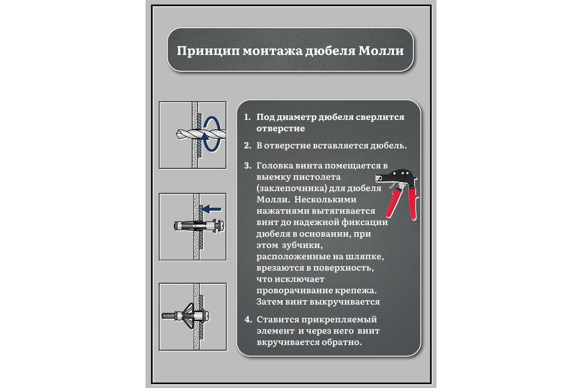 Дюбель MOLLY 23 БОЛТА 5x52 для пустотелых конструкций, 10 шт. ДМ552 ...