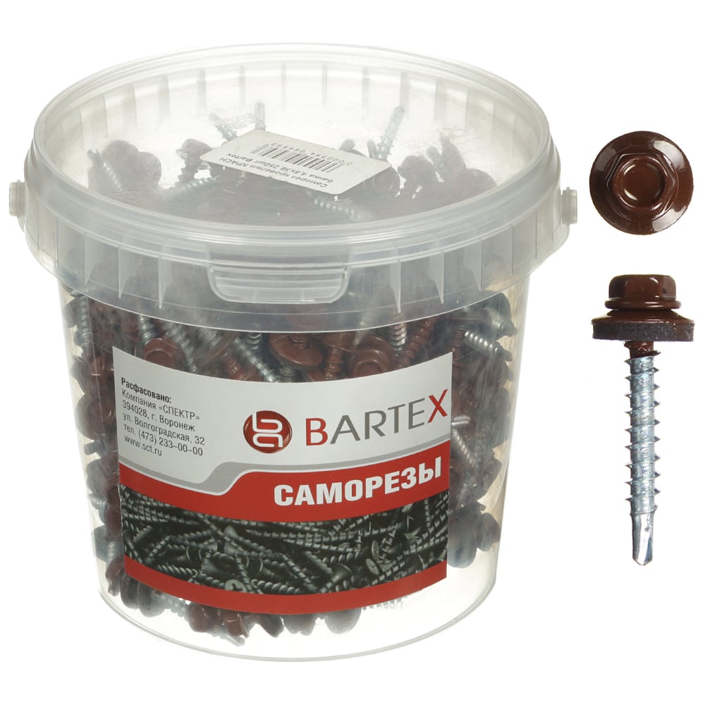 Кровельный саморез BARTEX шоколадно-коричневый 4.8х70 банка 100 шт 246151 - выгодная цена ...