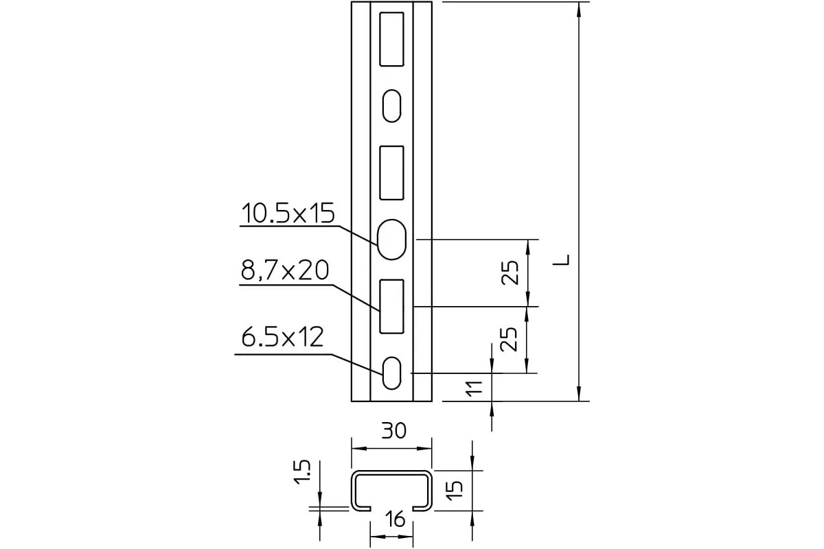 Профильная рейка OBO Bettermann 2000x30x15 мм 1109871 - выгодная цена ...