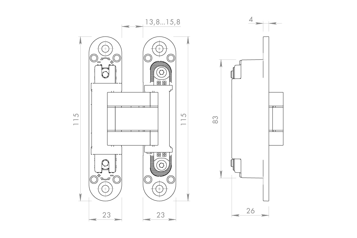 Петля скрытой установки ARMADILLO U3D3000.VPG AB бронза TECH, 2 шт ...