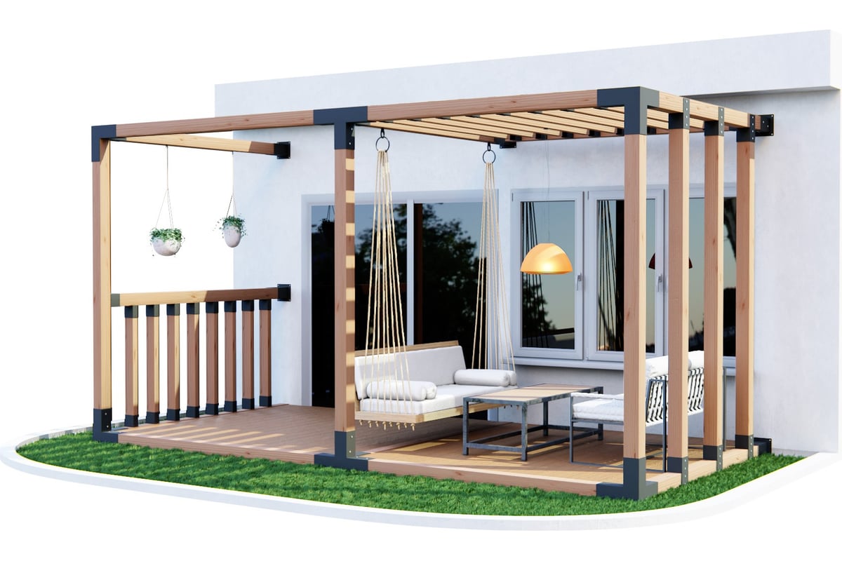 Крепеж коннектор для беседки PALITRA TECHNOLOGY из бруса TRIO графит, 2 ...