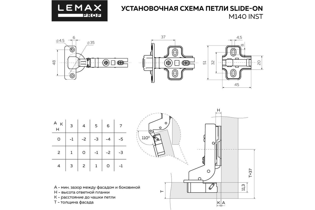 Комплект петель Lemax Prof 12xM140-Inst SET12(M140-Inst) - выгодная цена, отзывы, характеристики ...