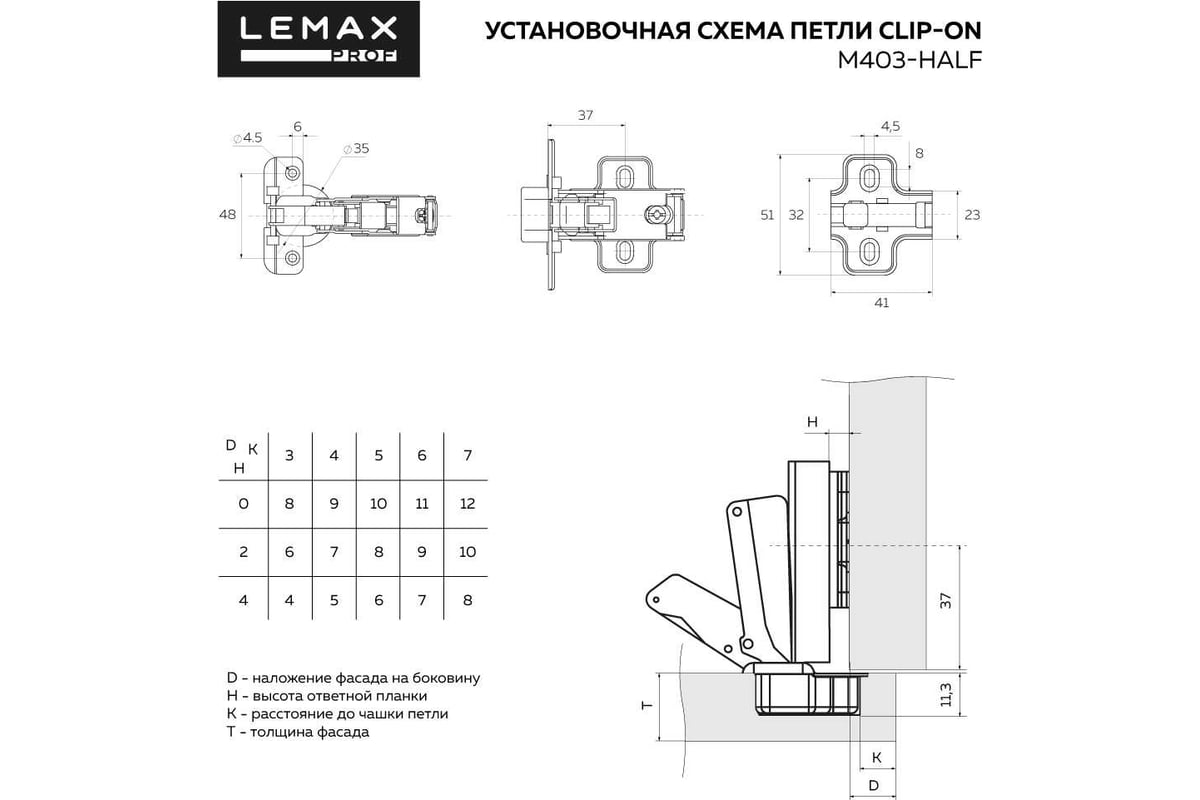 Комплект петель Lemax Prof 8xM403-Half SET8(M403-Half) - выгодная цена, отзывы, характеристики ...