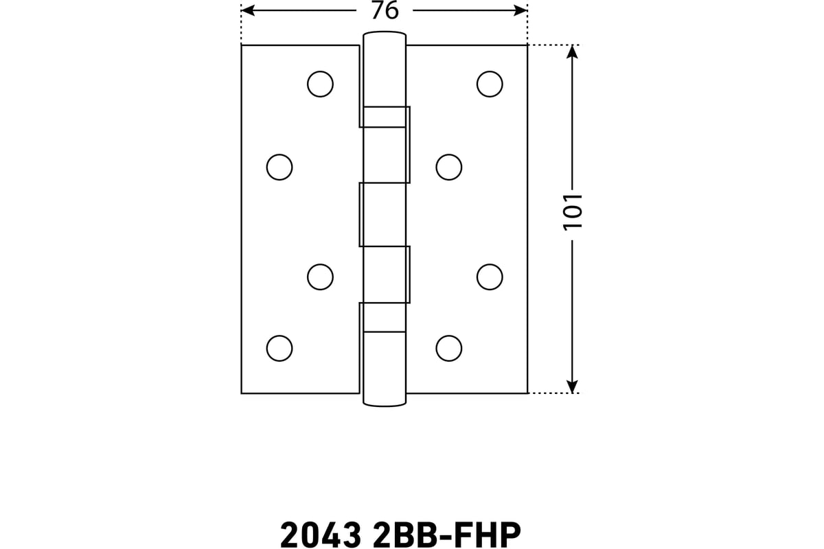 Петля дверная Аллюр 2043 (101x76) 2BB-FHP SCP, 2 подшипника, мат. хром ...