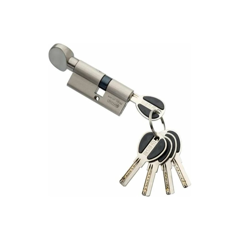 Ключевой цилиндр MSM 37+31 мм, матовый никель, ключ-вертушка CW37/31mm ...