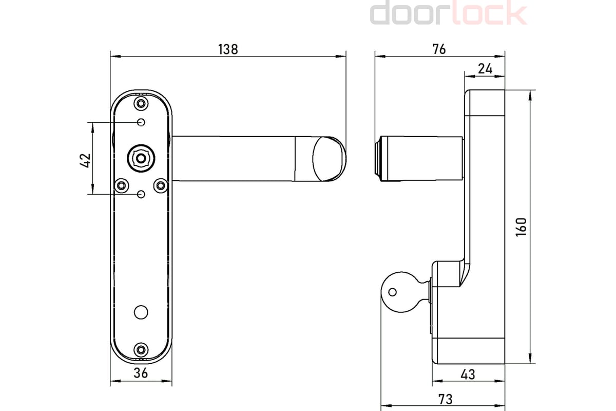 Внешняя нажимная ручка для противопожарных дверей Doorlock v pd700/h2 ...
