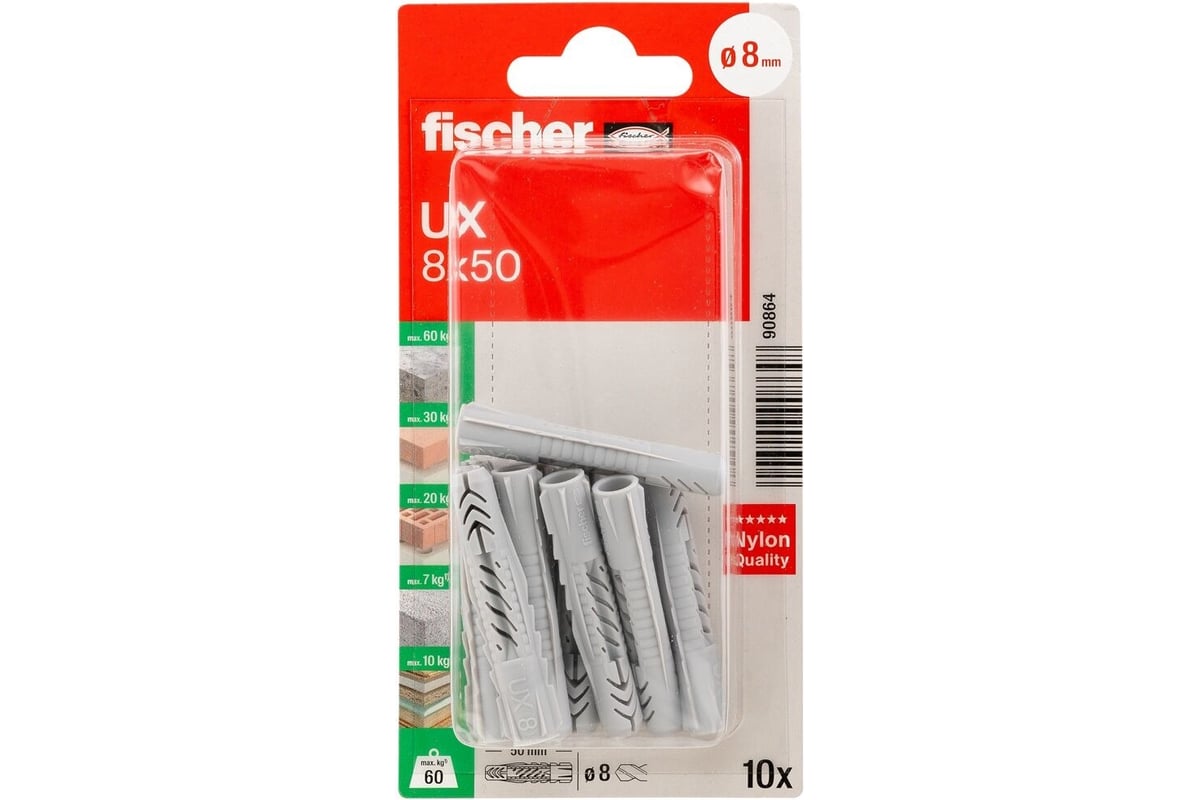 Универсальный дюбель Fischer UX 8x50 K 90864 - выгодная цена, отзывы ...