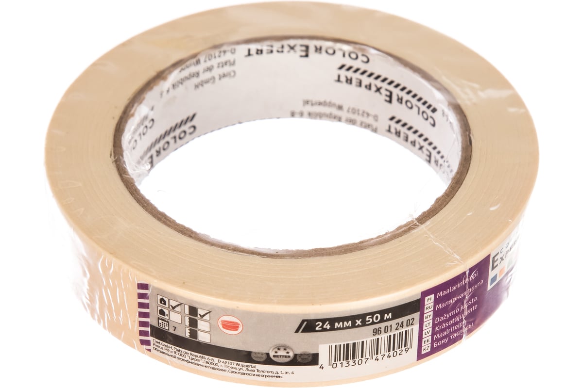 Бумажная клейкая лента COLOR EXPERT термостойкая 24х50 96012402 ...
