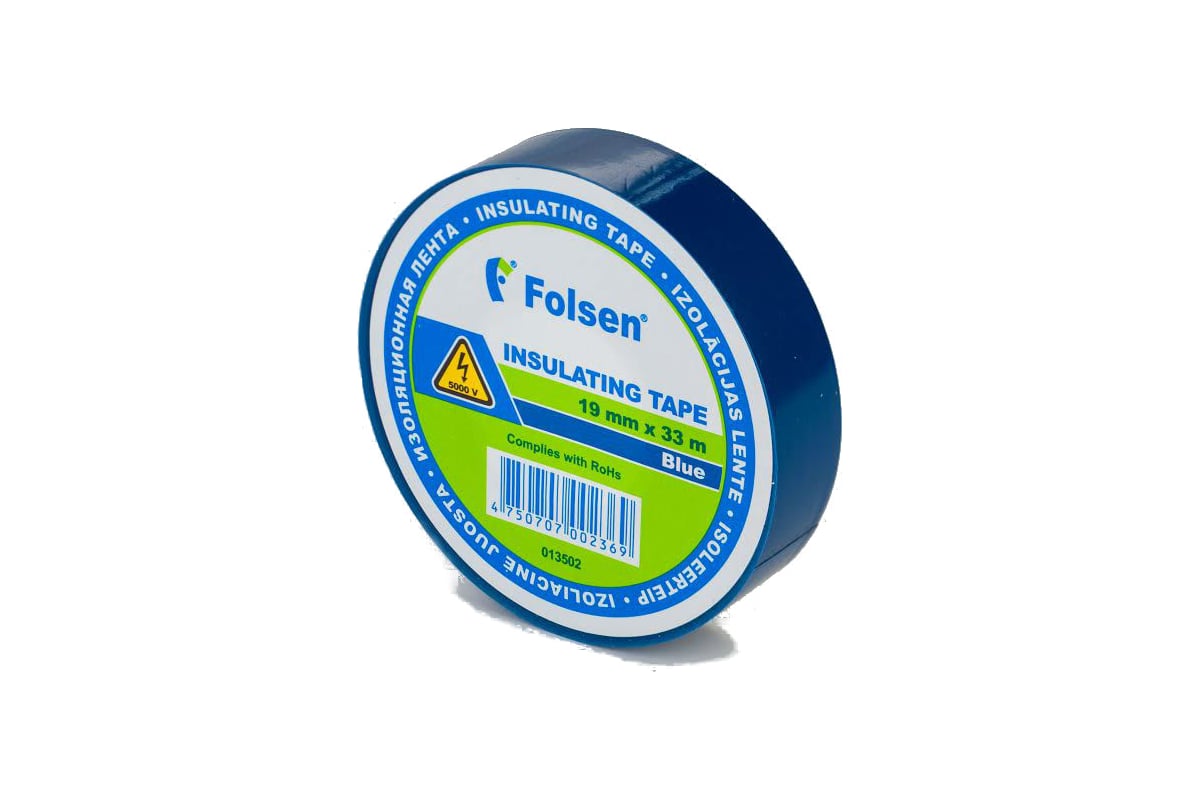 Изоляционная лента Folsen 19мм x 33м синяя 013502 - выгодная цена ...