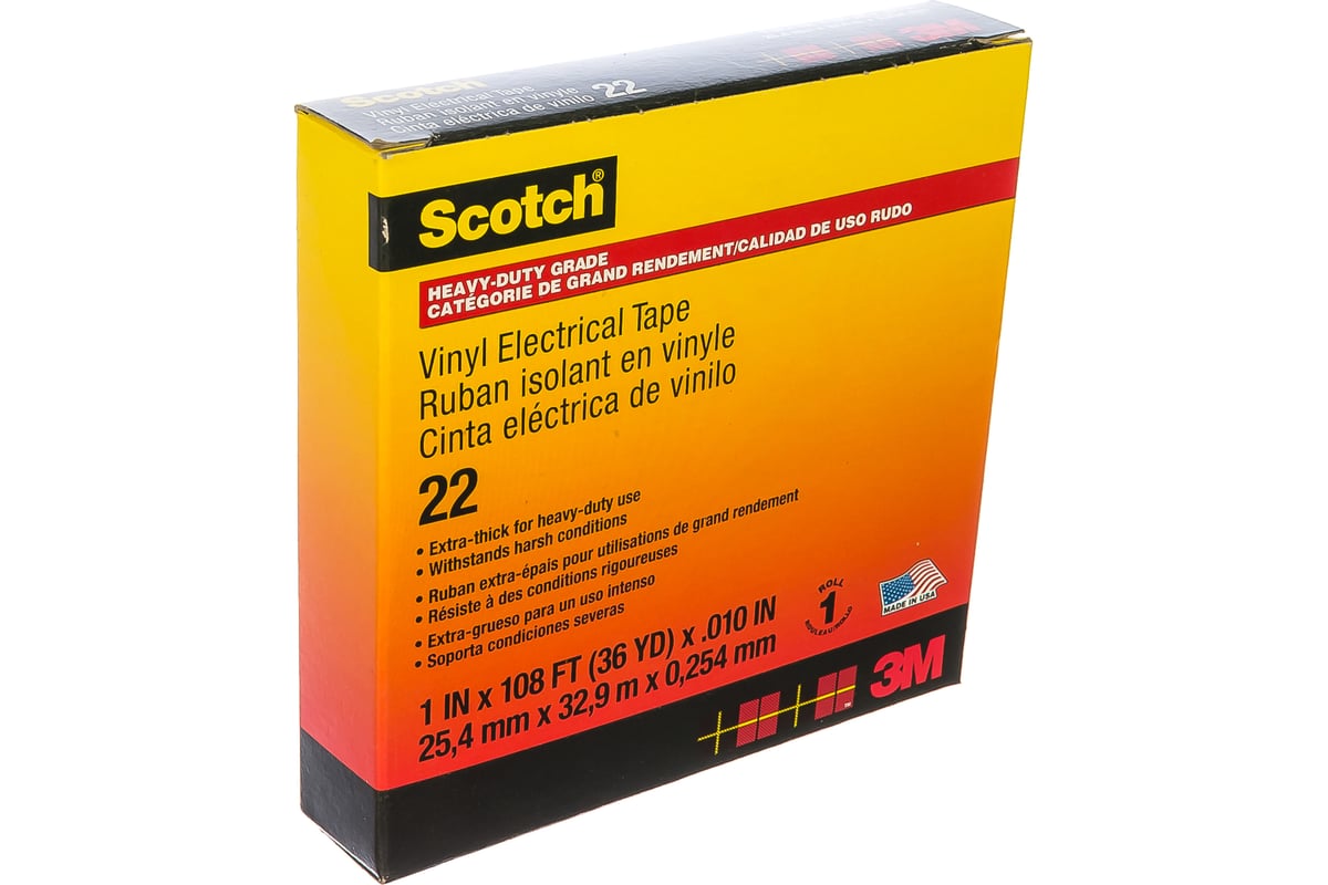 Изоляционная лента высшего класса 3М Scotch 22 25мм х 33м х 0,25мм ...